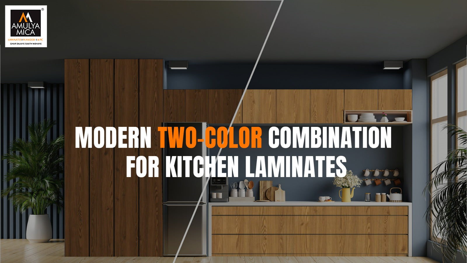 Modern Two-Color Combination for Kitchen Laminates- Amulya Mica ...
